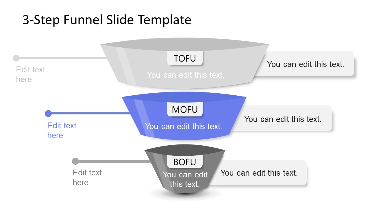 3-Step Funnel Slide Template for PowerPoint