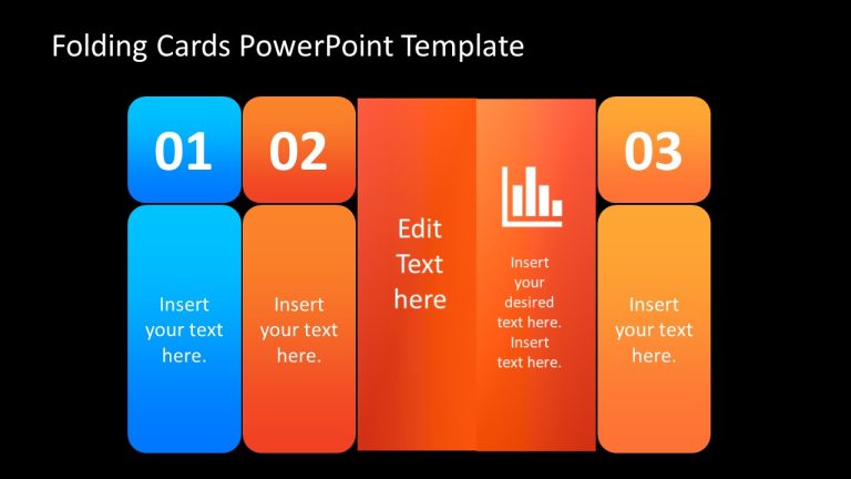 Folding Cards Template Slide with Infographic Icons - SlideModel