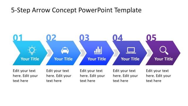 Editable 5 Step Arrow Diagram PPT Template - SlideModel