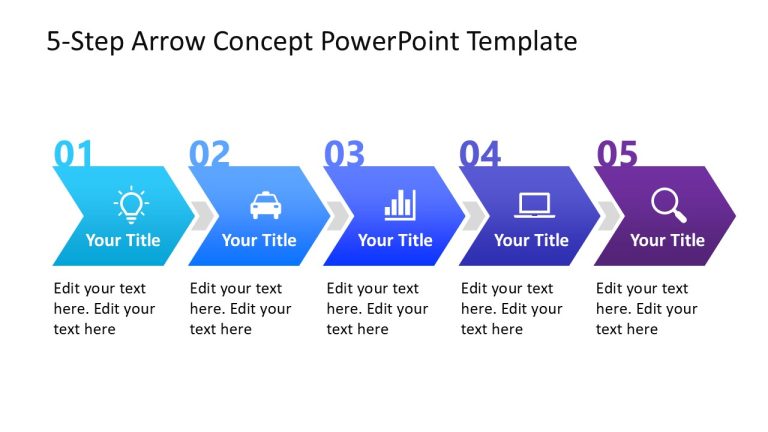 Editable 5 Step Arrow Diagram PPT Template - SlideModel