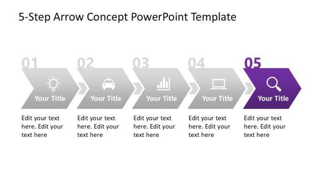 5-Step Arrow Diagram Template for Presentation - SlideModel