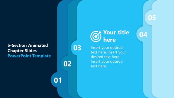 Editable 5-Section Animated Chapter PPT Template - SlideModel