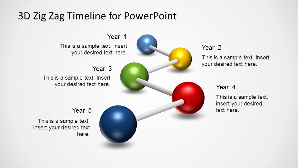 3D Zig Zag Timeline for PowerPoint & Presentation Slides