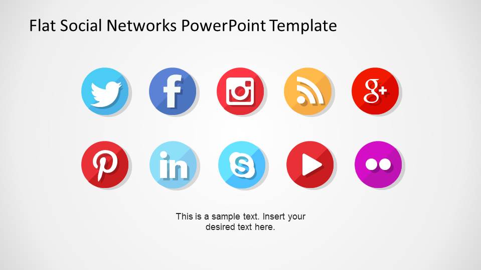 Flat Social Networks PowerPoint Template - SlideModel