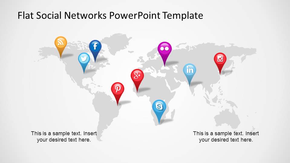 Flat Social Networks PowerPoint Template - SlideModel