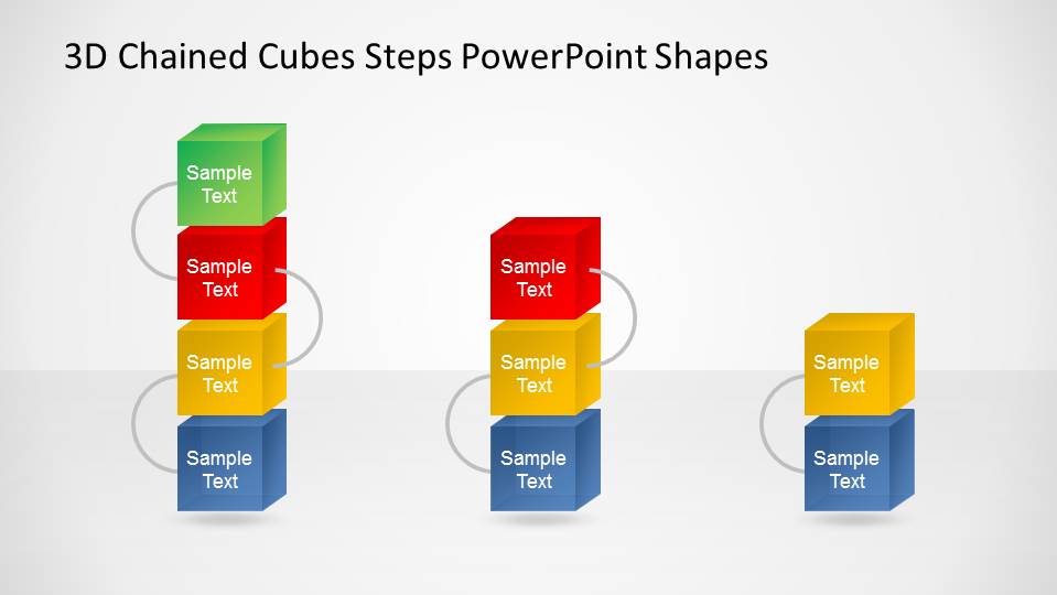 3D Chained Cubes Steps PowerPoint Shapes - SlideModel