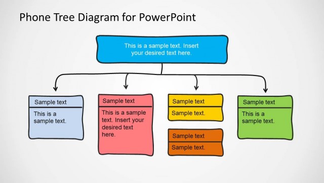 2 Levels Colorful Phone Tree Diagram Template - SlideModel