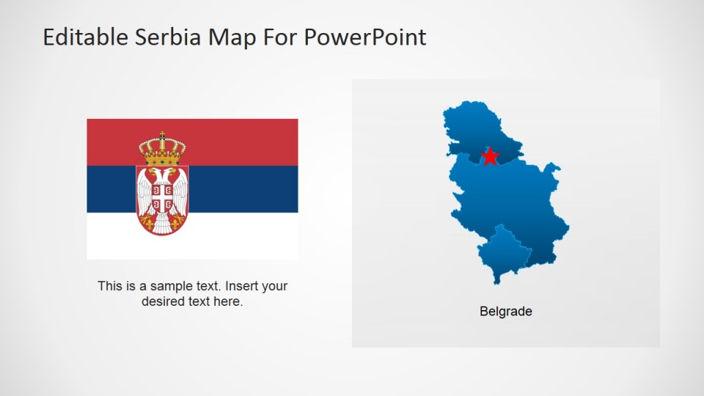 Flat Serbian Flag and Regions PowerPoint Map - SlideModel