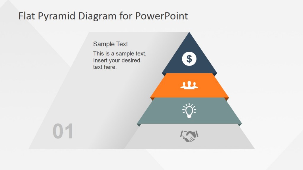 Flat Pyramid Diagram 4 Steps - 1 Level - SlideModel
