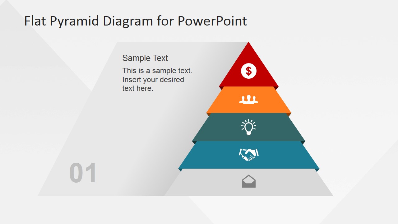 5 Levels Flat Pyramid Diagram Template for PowerPoint