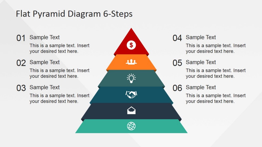 6 Steps Pyramid with Numbering and Placeholders - SlideModel