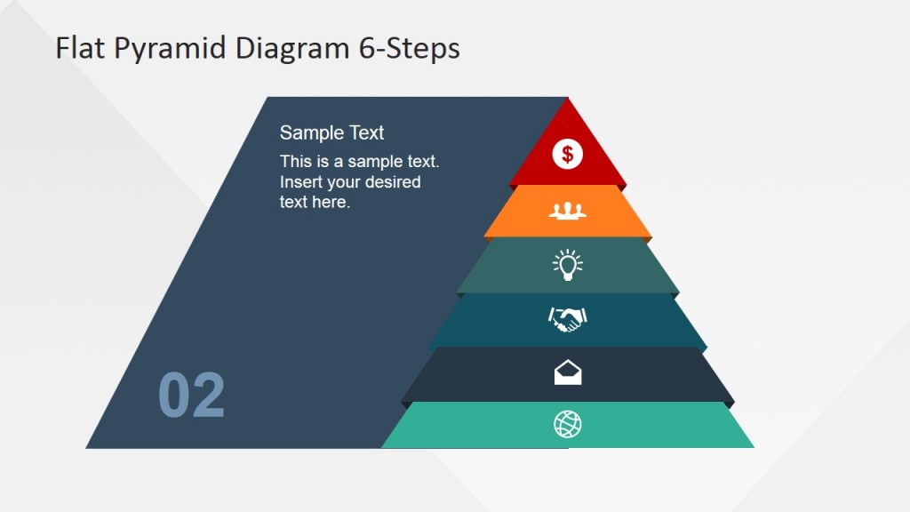 Second Step Highlighted of 6 Layers Pyramid Diagram - SlideModel