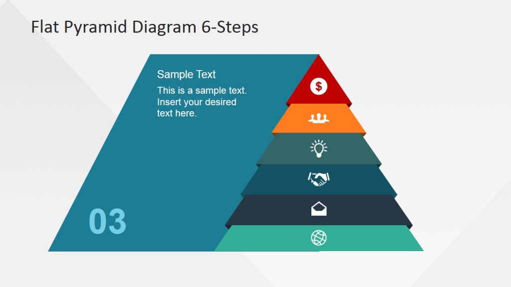 Flat Pyramid Diagram Emphasizing Third Layer - SlideModel