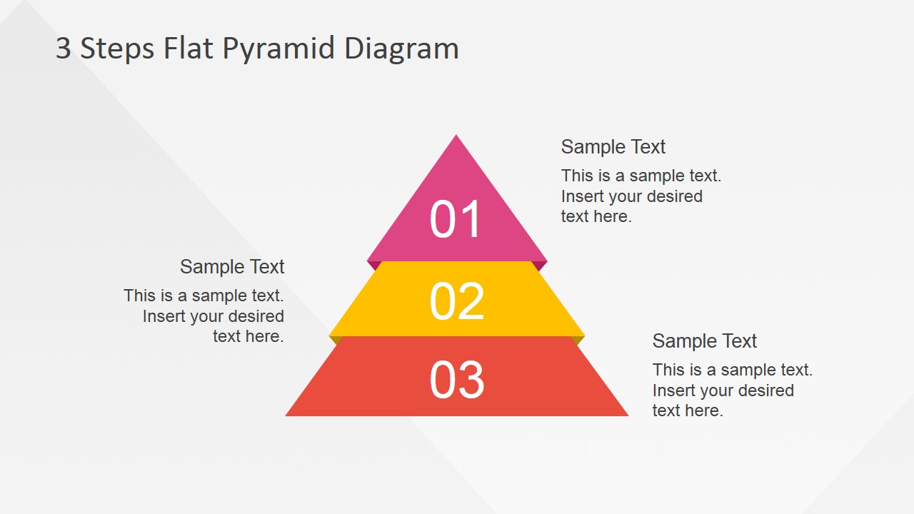 3 Steps Flat Pyramid Diagram Template for PowerPoint