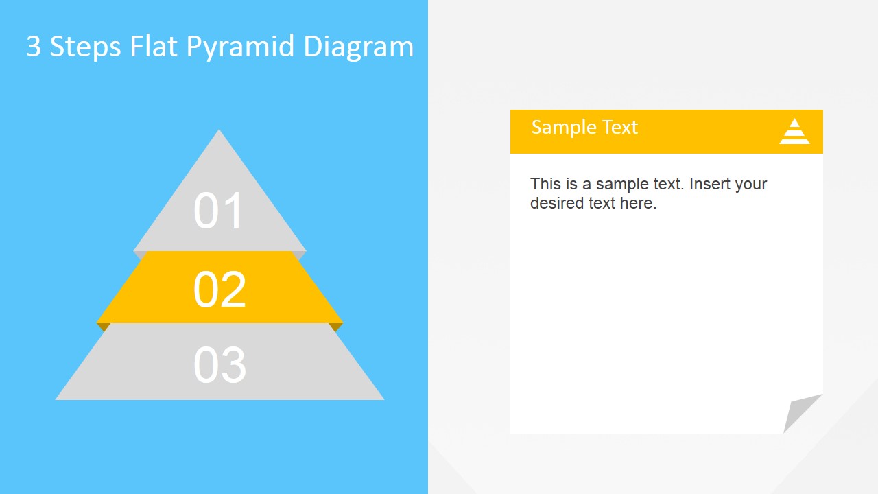 3 Steps Flat Pyramid Diagram Template for PowerPoint 3 Steps Flat Pyramid Diagram Template for PowerPoint