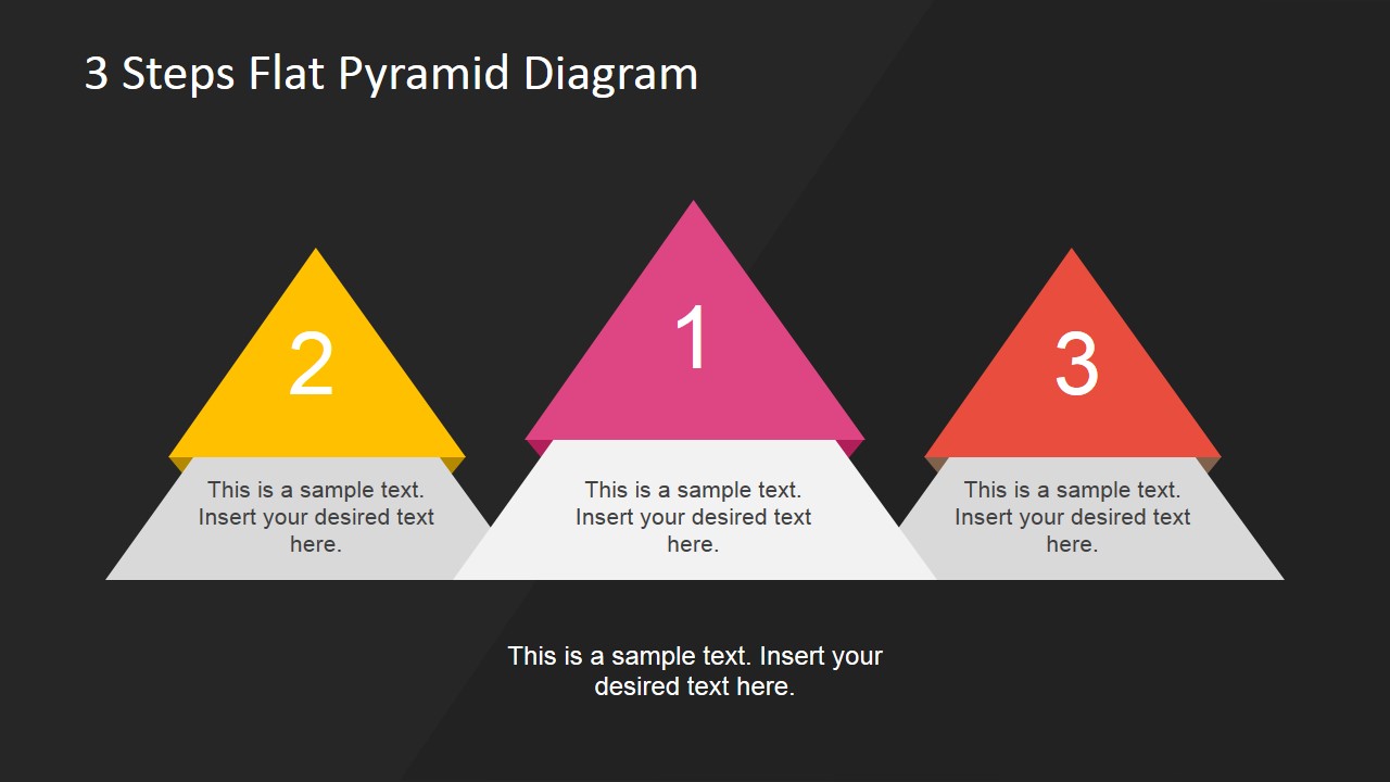 3 Steps Flat Pyramid Diagram Template for PowerPoint