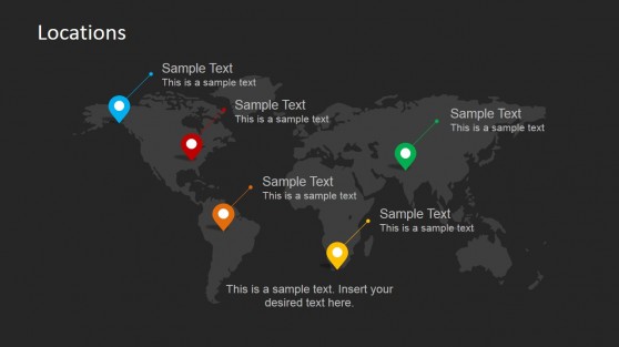 World Map Locations PowerPoint Slide Design - SlideModel