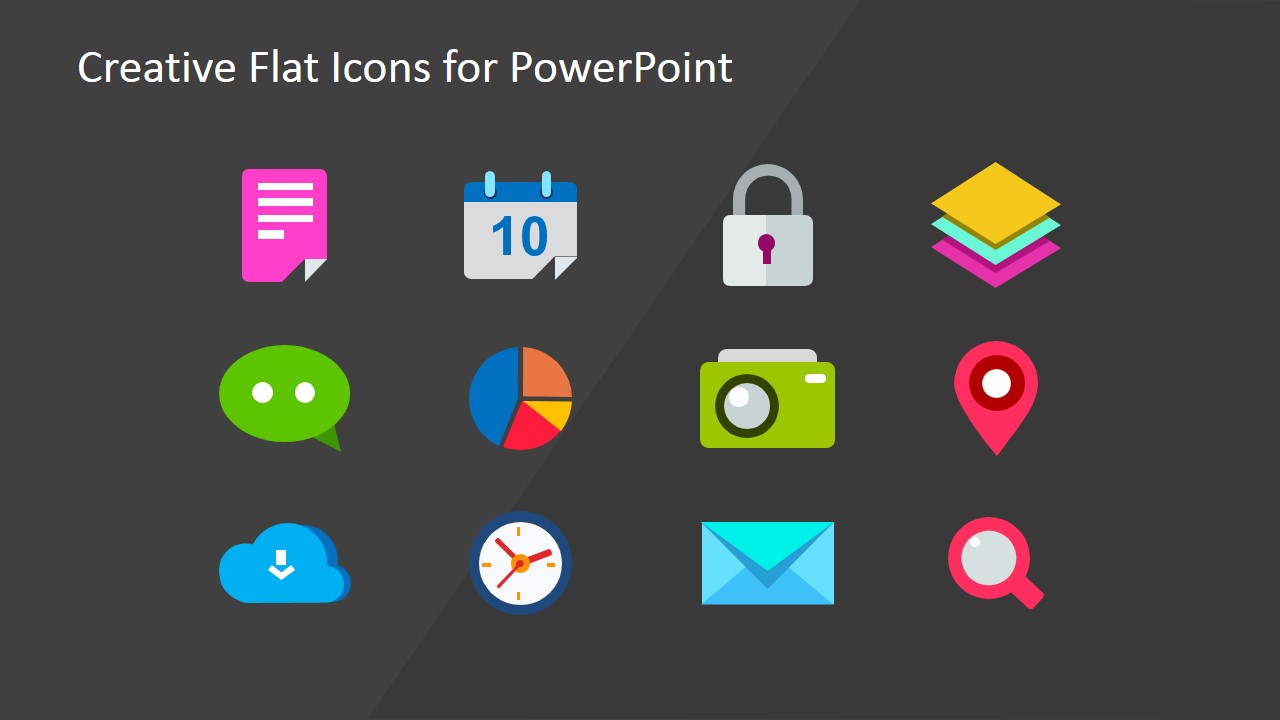 Creative Business Flat Icons for PowerPoint - SlideModel