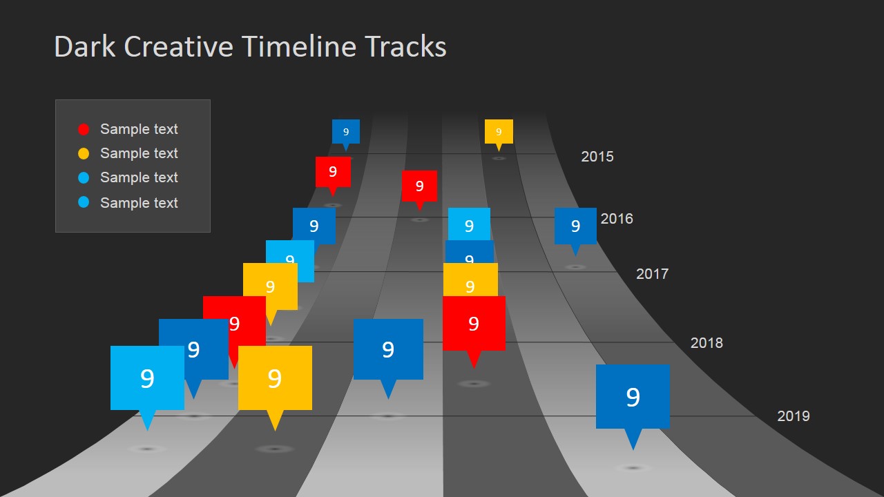 Dark Timeline Tracks PowerPoint Template - SlideModel