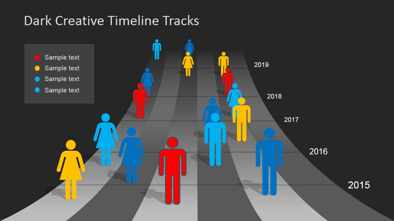 Dark Timeline Tracks PowerPoint Template - SlideModel