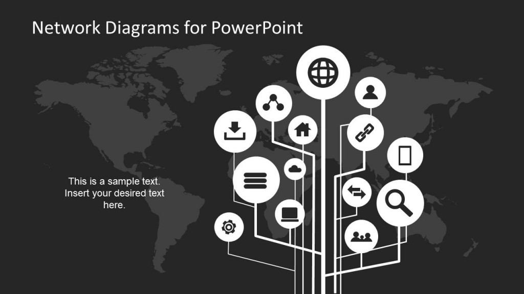 Simple Dark Network Diagram Slide Design for PowerPoint - SlideModel