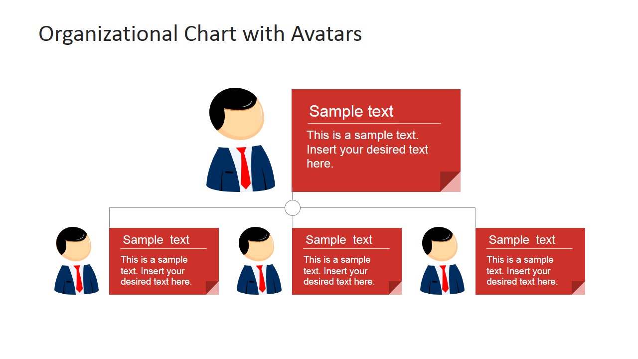 Organizational Chart Template with Avatars for PowerPoint