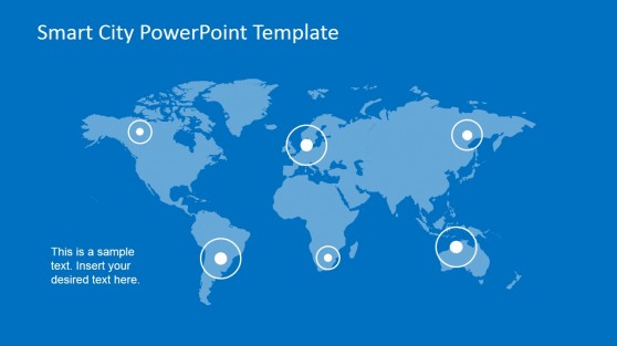 PowerPoint World Map with Pointer to Smart Cities - SlideModel