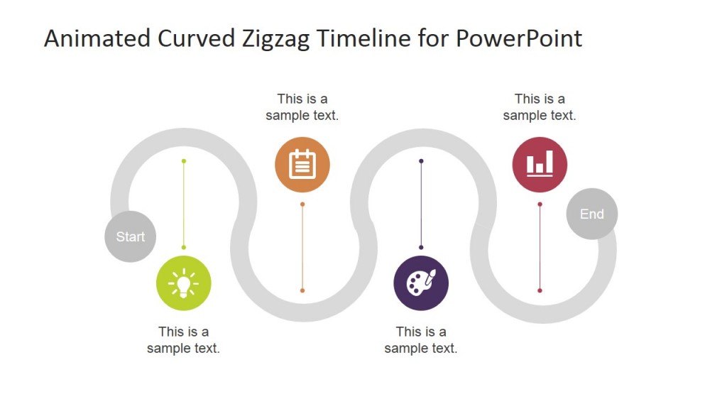 Clean Grey Roadmap Timeline Zig Zag - SlideModel