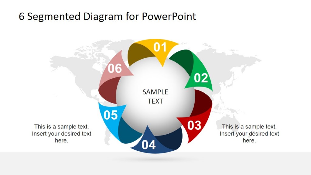 6 Segmented Diagram with World Map - SlideModel