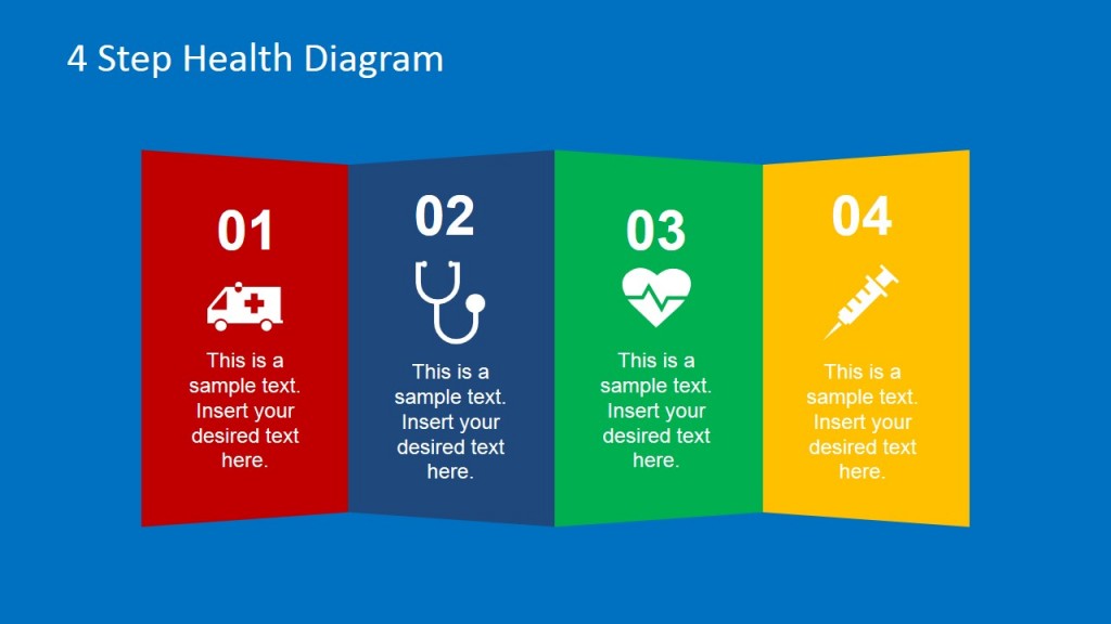 Flat Design Folded Vertical Panels with Health Clipart - SlideModel