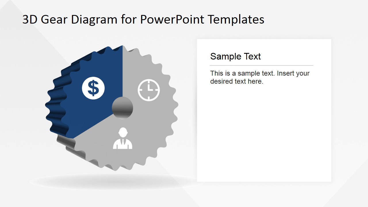 3 Steps 3D PowerPoint Gear Diagram - SlideModel