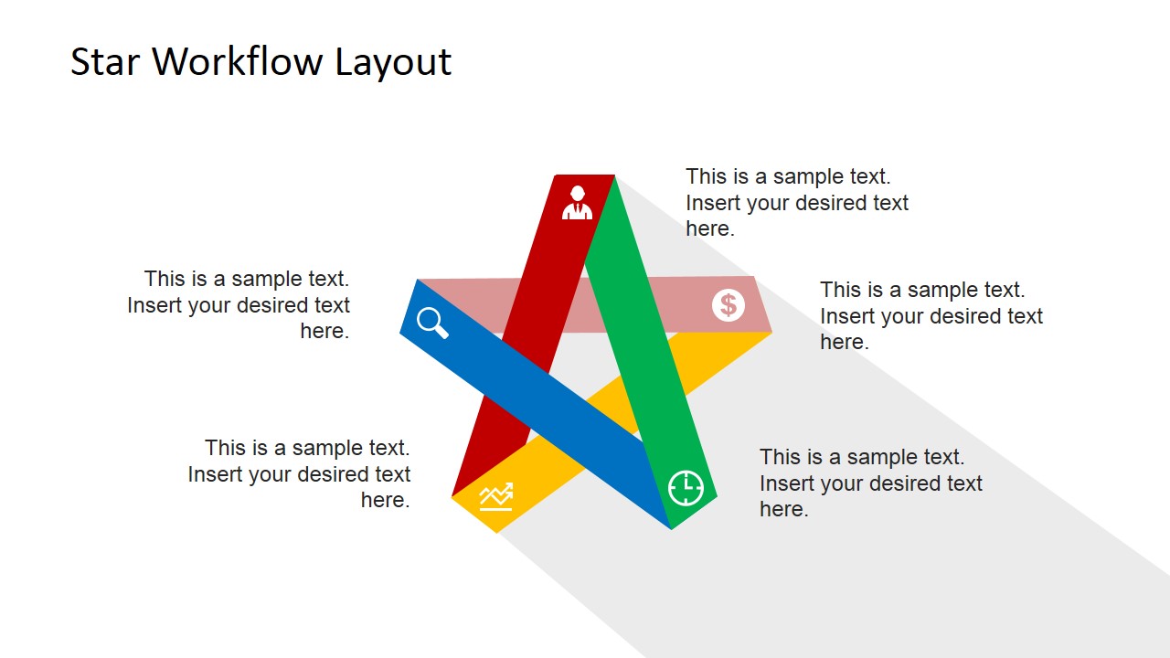 Five Steps Flat Star Diagram for PowerPoint - SlideModel