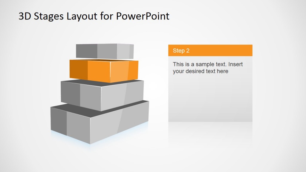 4 Levels 3D Staged Diagram for PowerPoint - Level 2 - SlideModel