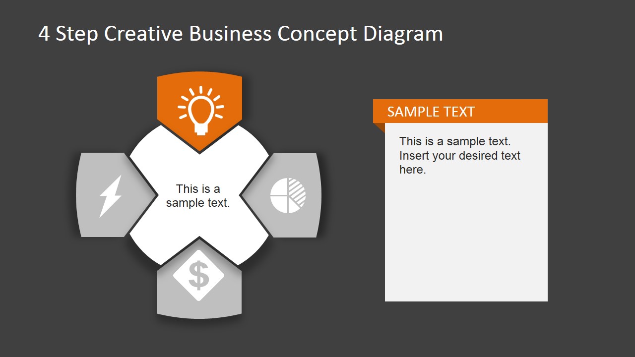 4 Step Business Concept Diagram for PowerPoint Dark Version - SlideModel