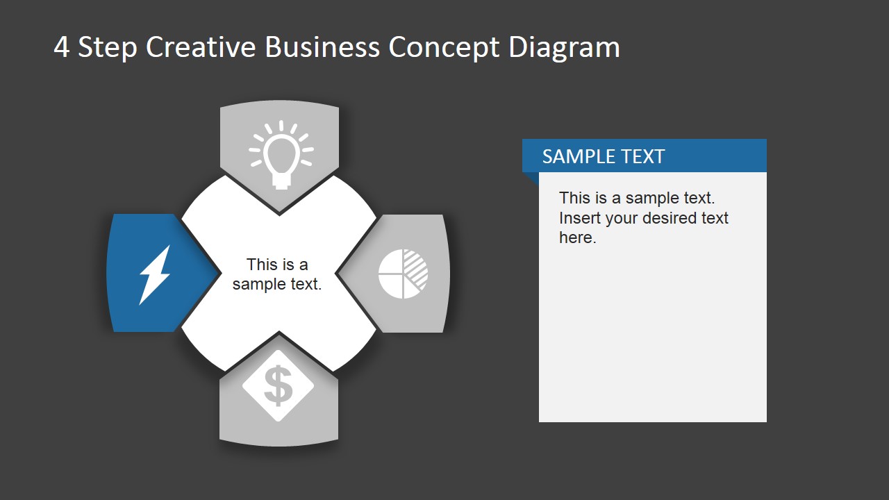 4 Step Business Concept Diagram for PowerPoint Dark Version - SlideModel