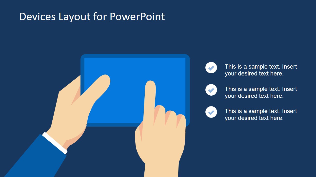 Hands Touching Screen & Technology Devices PowerPoint Template - SlideModel