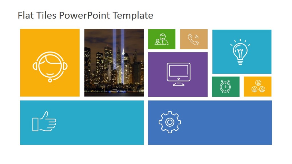 Flat Tiles Three Levels Composite Layout - SlideModel