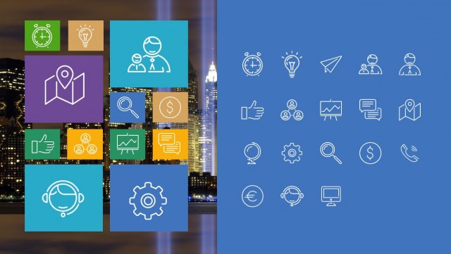 Infographics Layout with Business Icons and Image - SlideModel