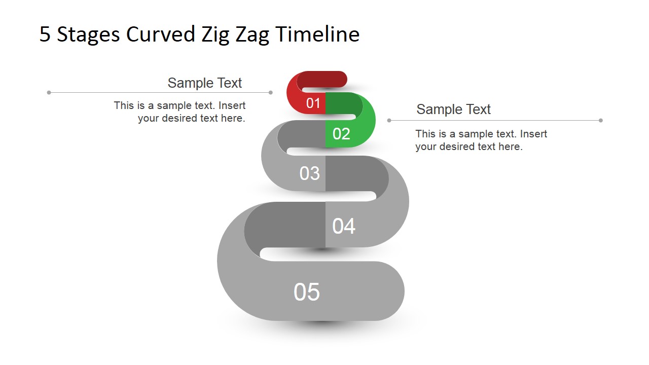 5 Stages Curved Zig Zag Timeline for PowerPoint - SlideModel
