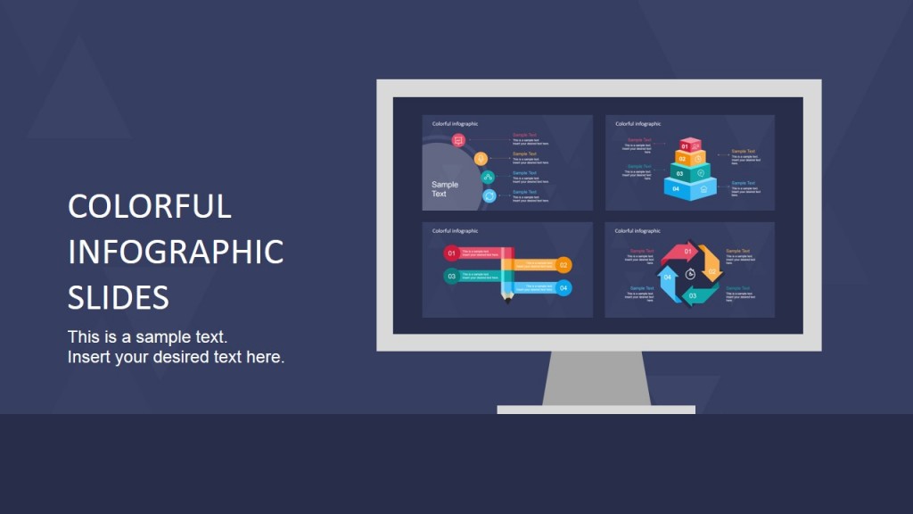 Monitor Slide Design Colorful Shapes - SlideModel