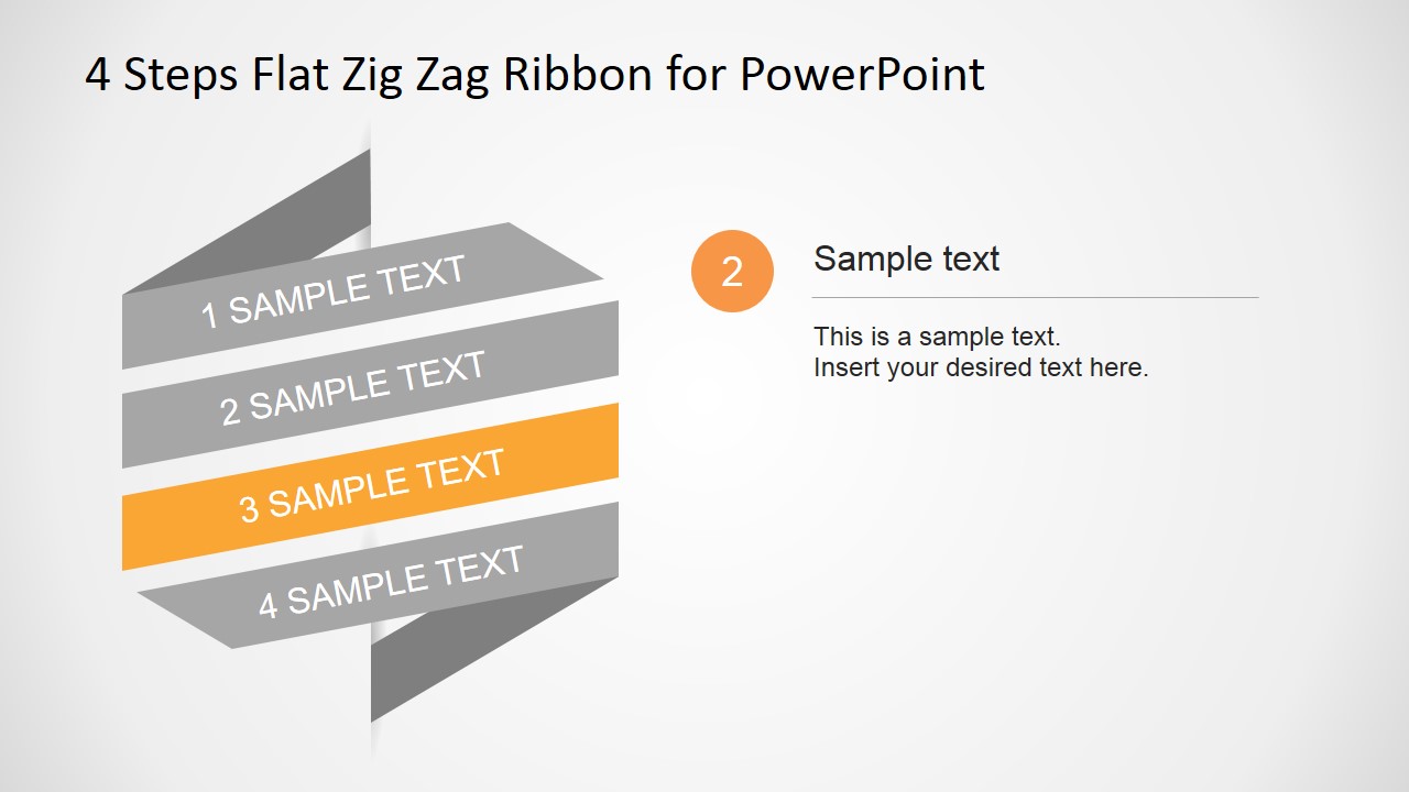 4 Steps Flat Zig-Zag Ribbon Diagram for PowerPoint - SlideModel
