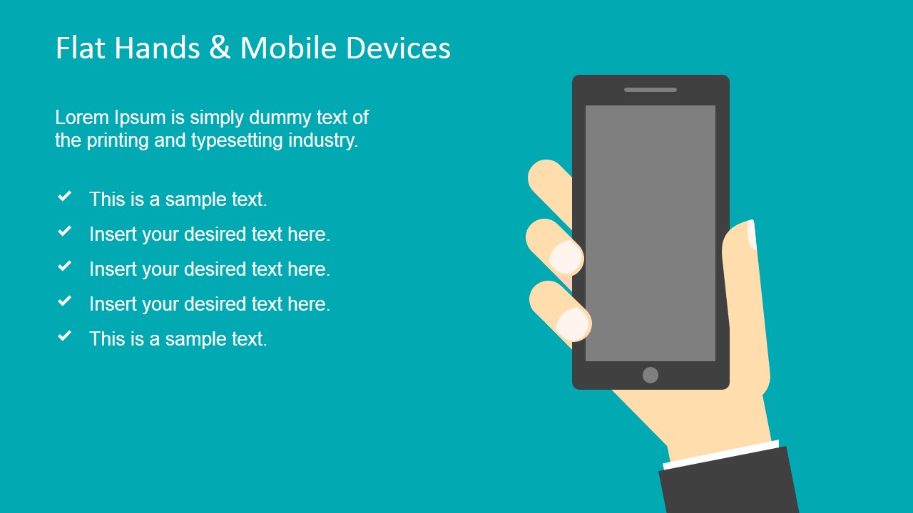 Flat Hand Shapes & Mobile Devices for PowerPoint