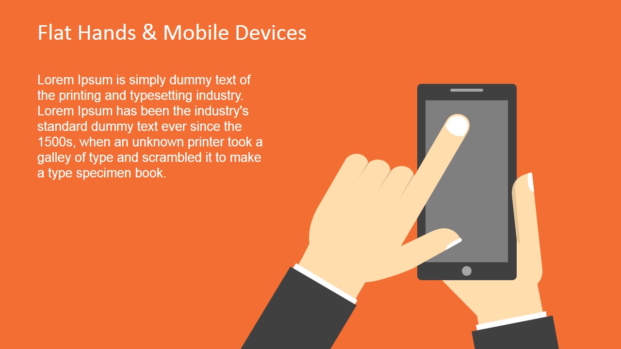 Flat Hand Shapes & Mobile Devices for PowerPoint