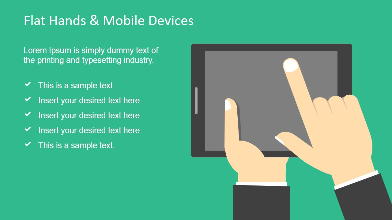 Flat Hand Shapes & Mobile Devices for PowerPoint