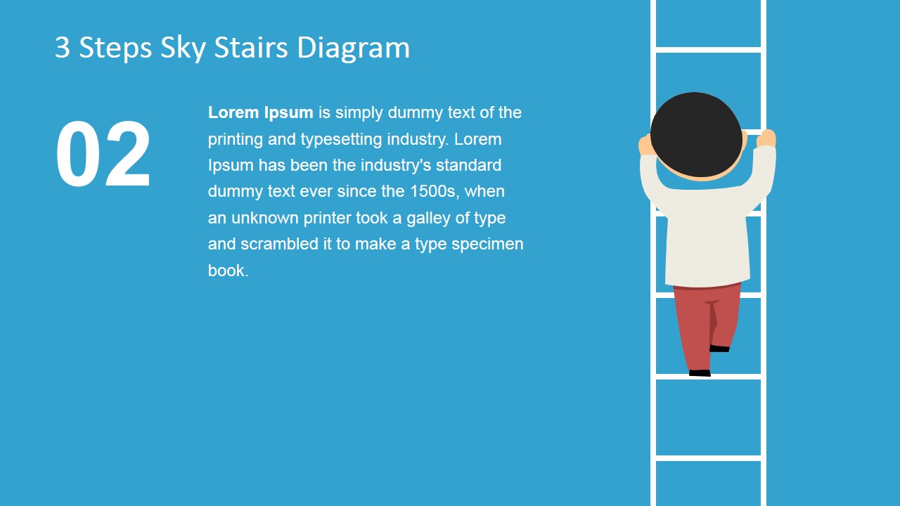 3 Steps Sky Stairs Template for PowerPoint - SlideModel