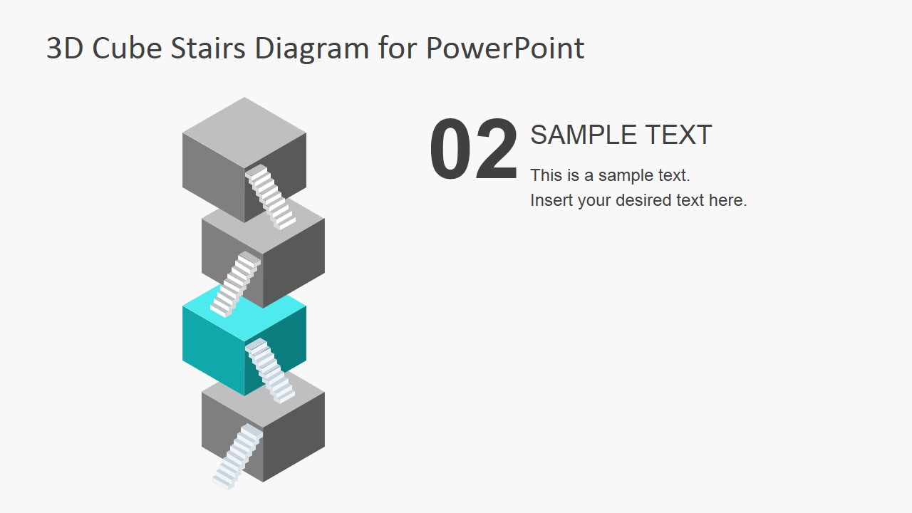 Flat 3D Cube Stairs Diagram for PowerPoint - SlideModel