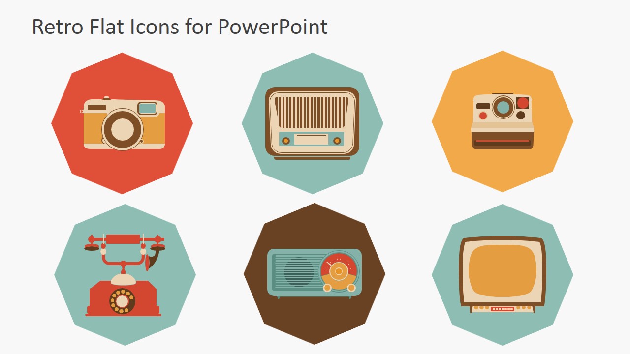 Retro Flat PowerPoint Icons - SlideModel