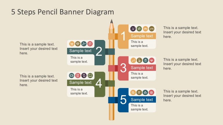 5 Steps PowerPoint Pencil Infographics - SlideModel