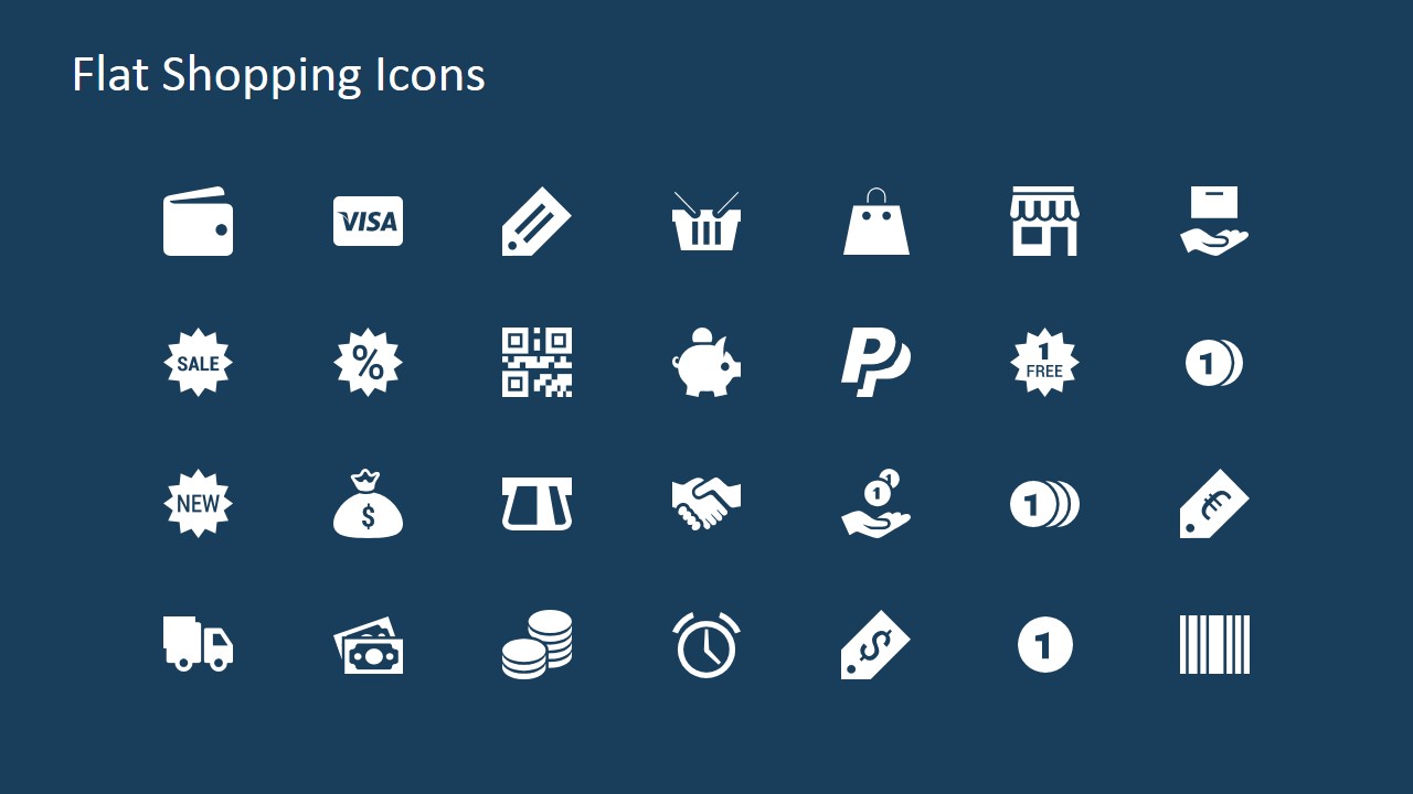 Flat Shopping PowerPoint Icons - SlideModel