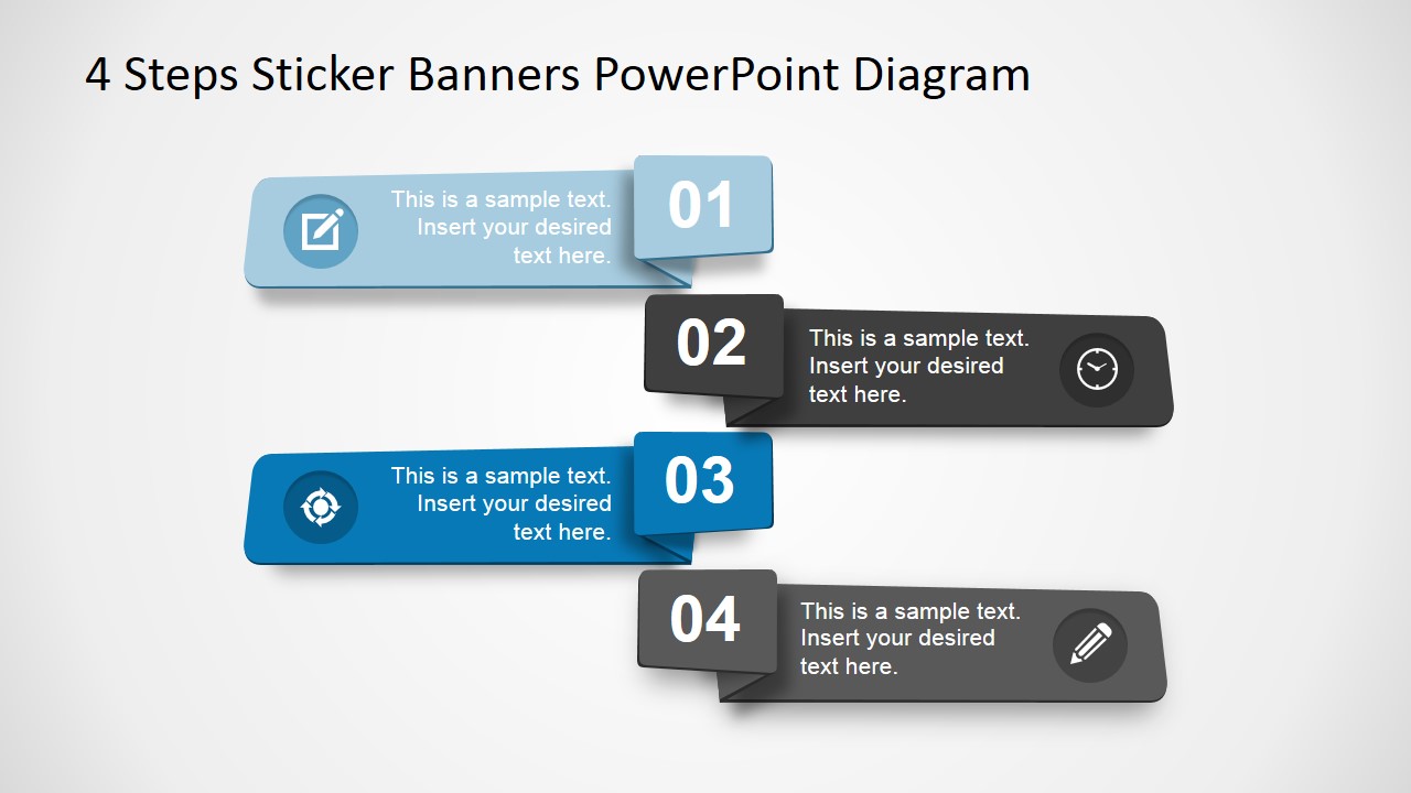 4 Step Sticker Banners for PowerPoint - SlideModel